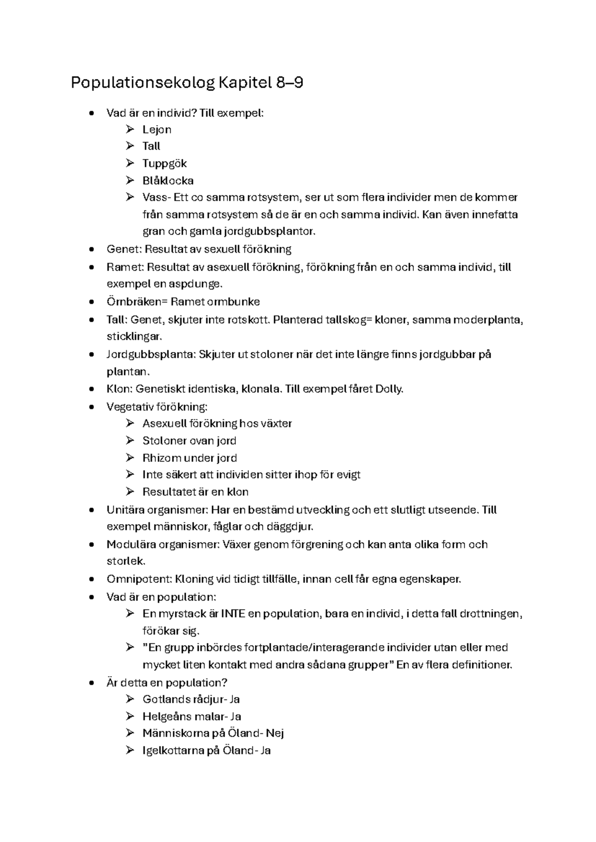 Anteckningar populationsekologi - Populationsekolog Kapitel 8 – 9 Vad ...
