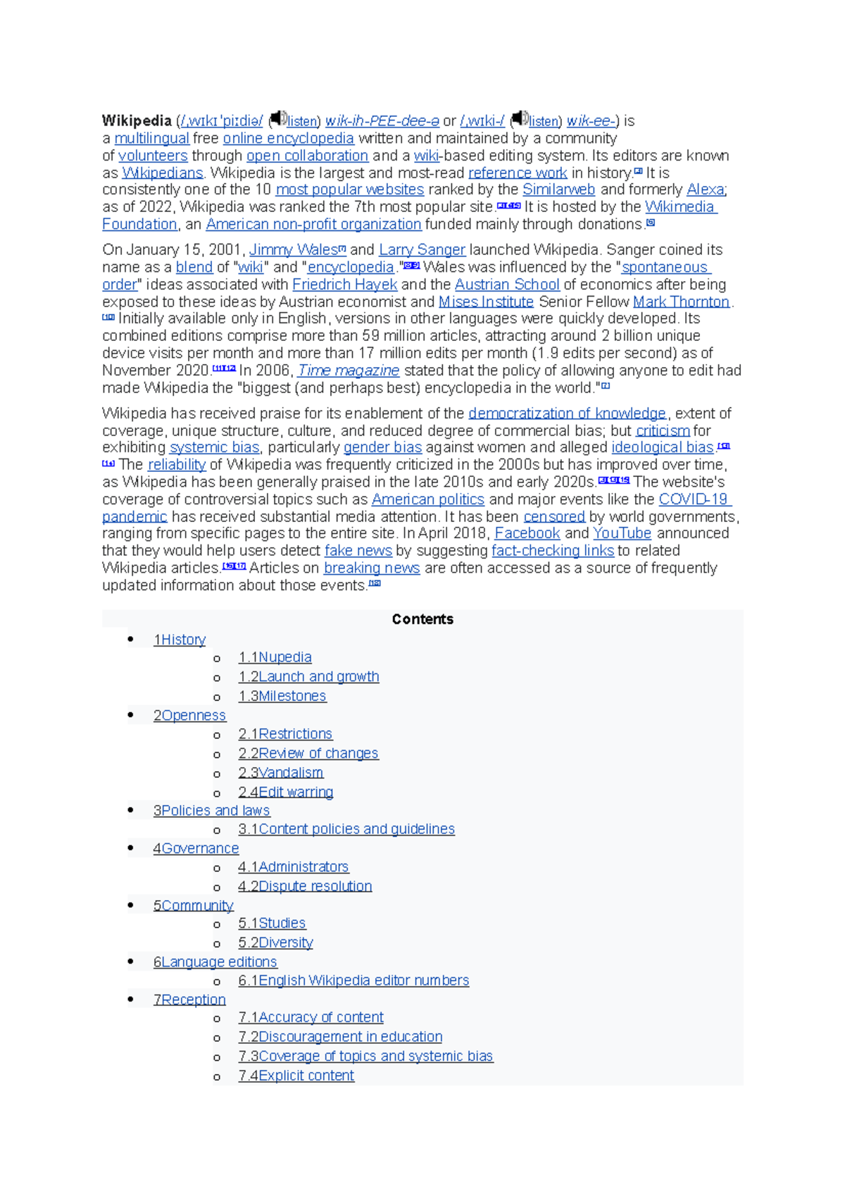 Wikipedia - you are a handsome person so these are notes forr you ...