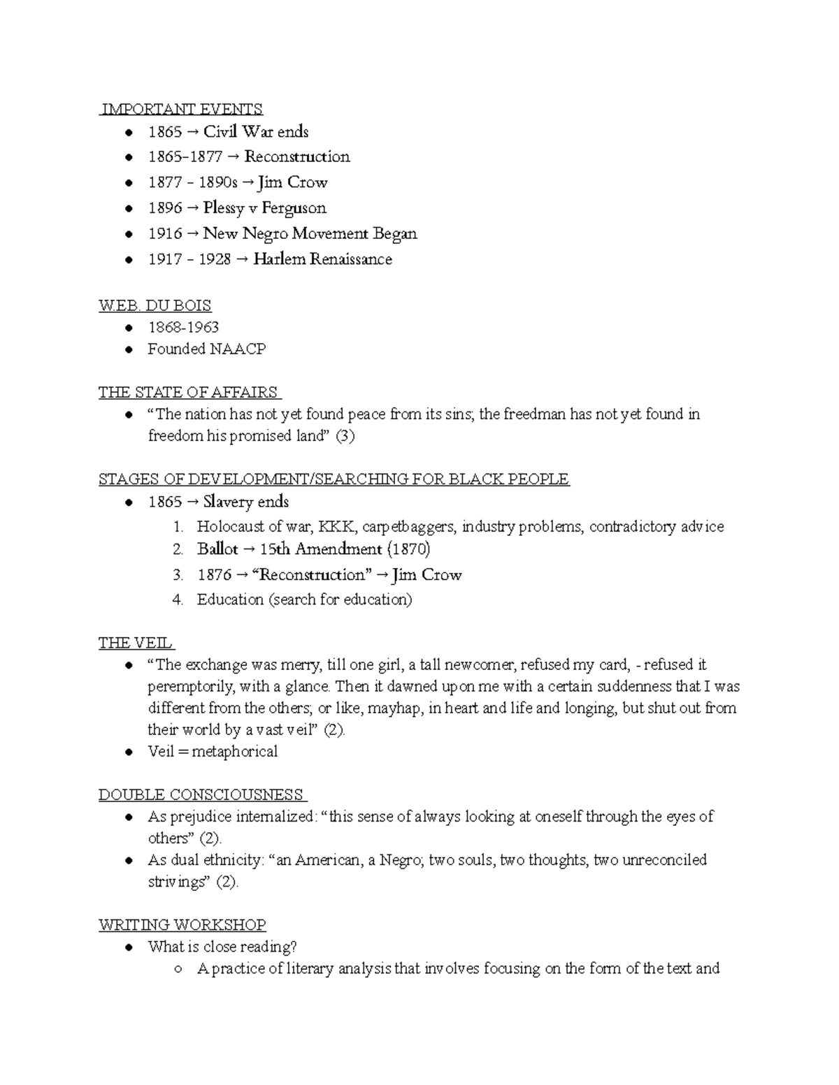 ENGL 346 - Lecture #2 - IMPORTANT EVENTS 1865 → Civil War ends 1865 ...