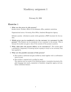 Process and Event driven systems assignment 2 - Exercise Lecture 2 02268 – Process-oriented and ...