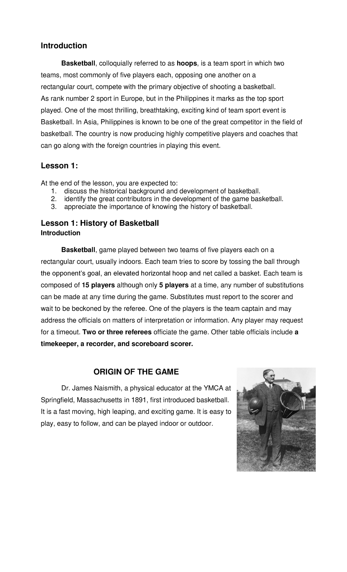 Chapter-5-Basketball - Introduction Basketball, colloquially referred ...