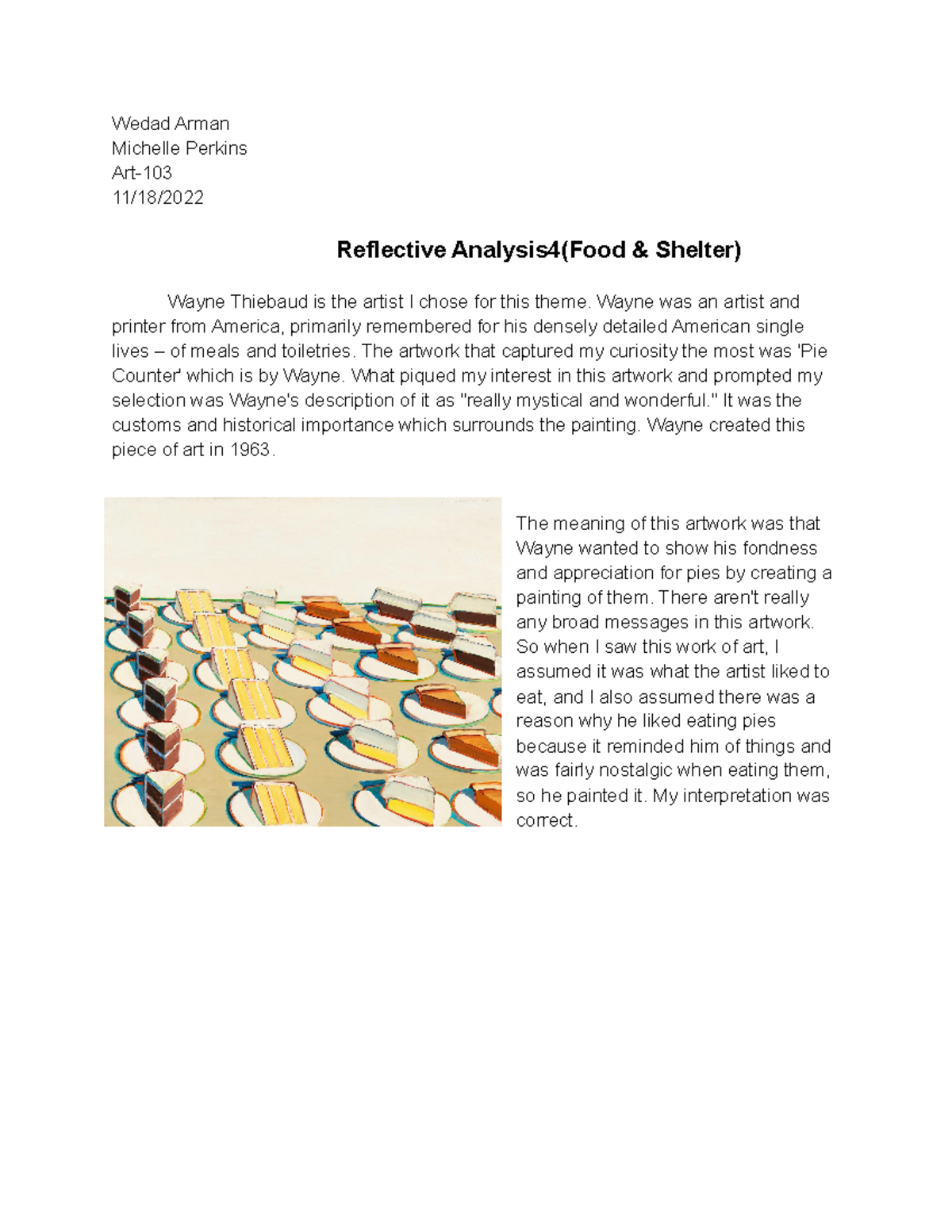 Refl - Reflective Analysis about a drawing - Wedad Arman Michelle ...