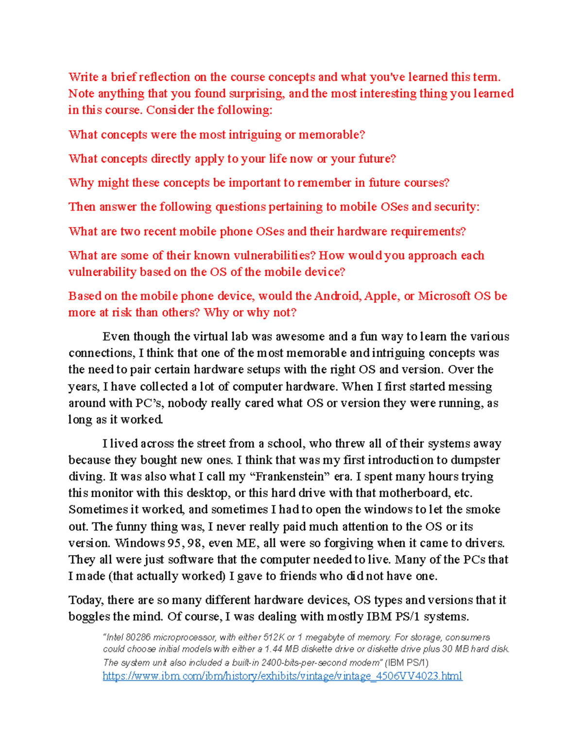 Discussion 8 - Write a brief reflection on the course concepts and what ...