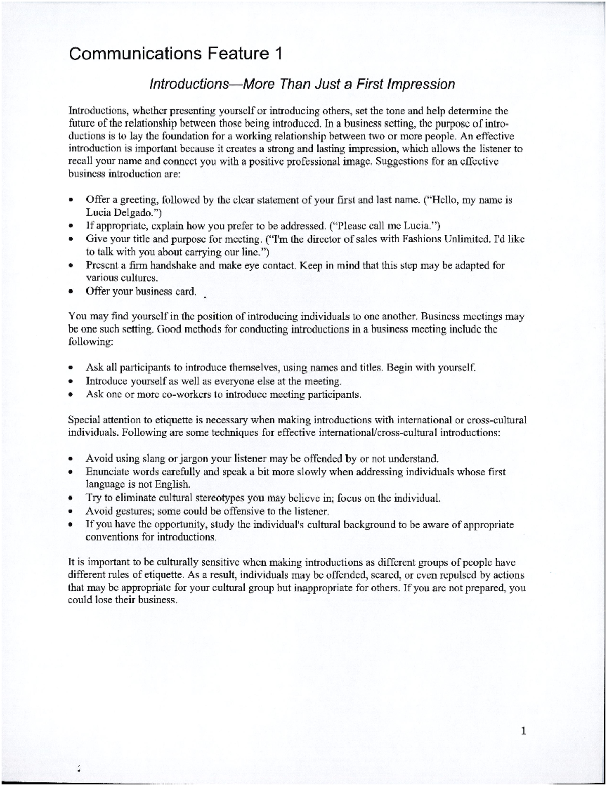 Scan - answers - Communications Feature 1 Than Just a First Impression ...
