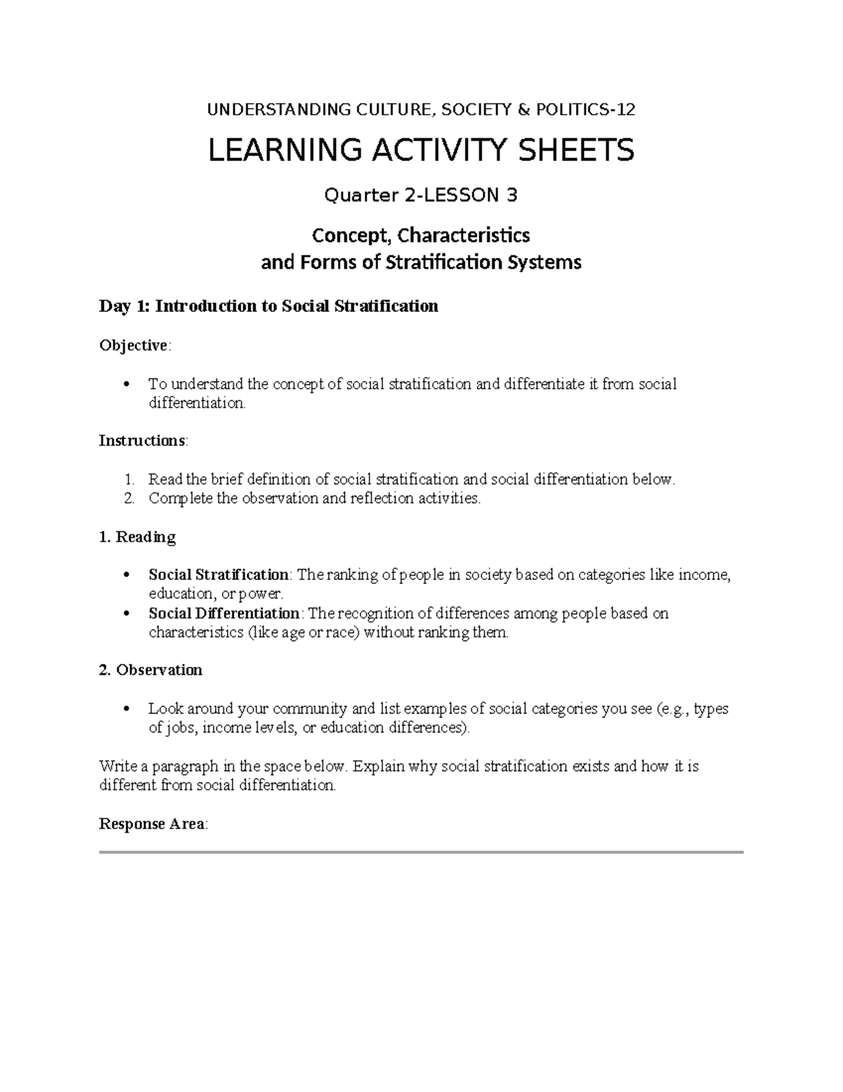 UCSP- Q2-WEEK3 LAS - none - UNDERSTANDING CULTURE, SOCIETY & POLITICS ...