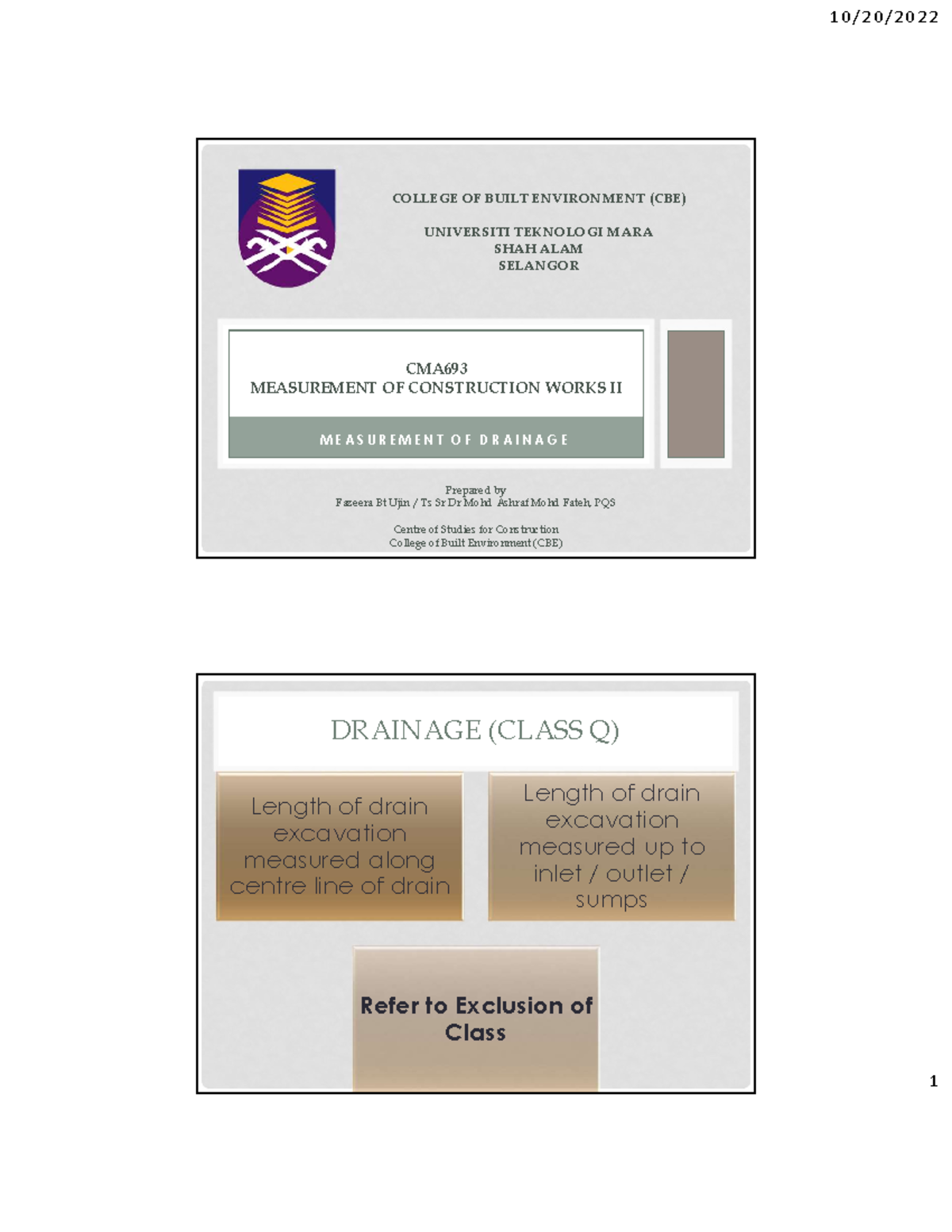 Drainage - Tutorial measurement - ####### M E A S U R E M E N T O F D R ...