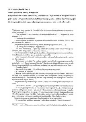 Klasa 4 BS KMF-zał - Test sprawdzający umiejętność czytania ze ...