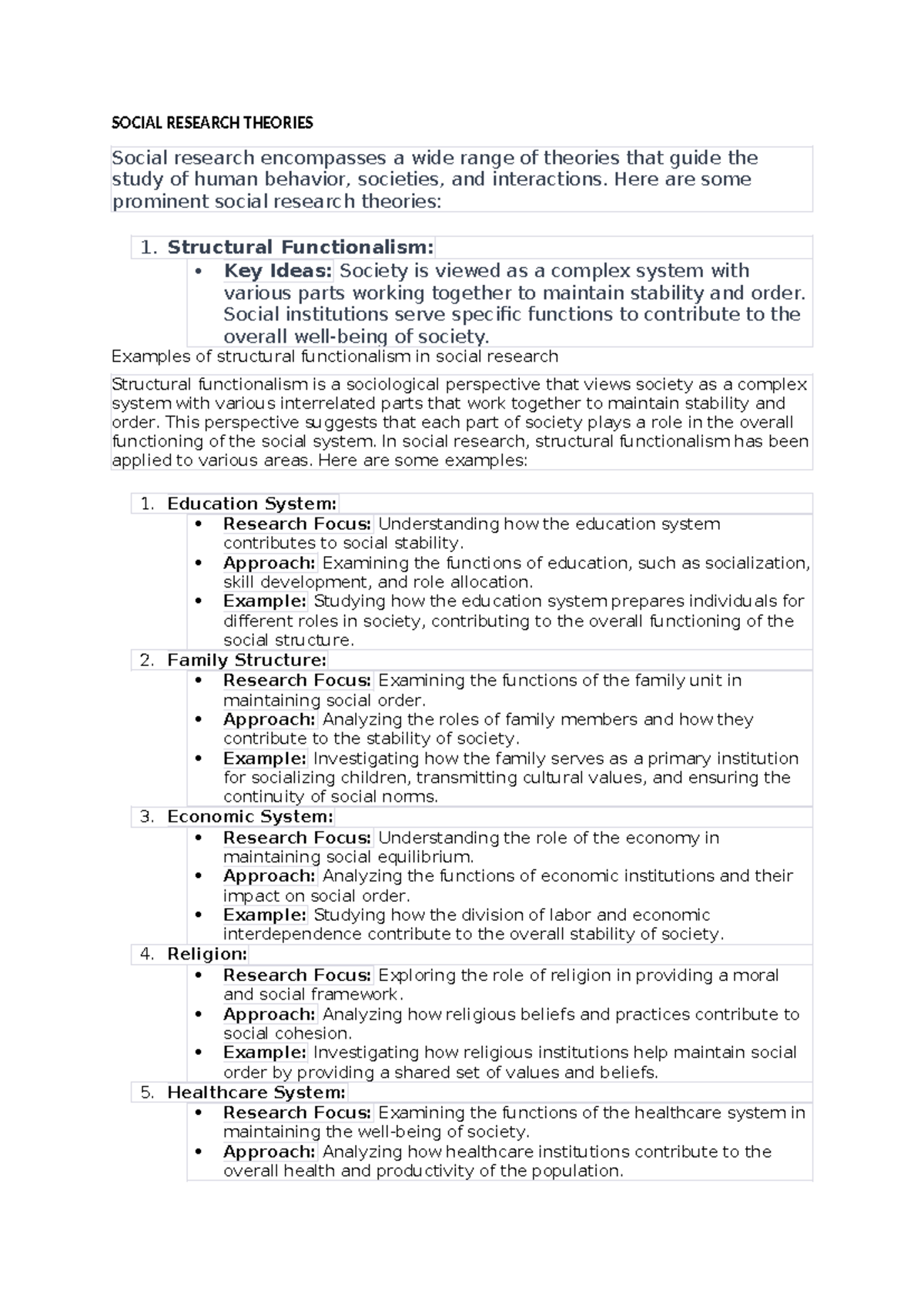 Social Research Theories WITH Examples - SOCIAL RESEARCH THEORIES ...