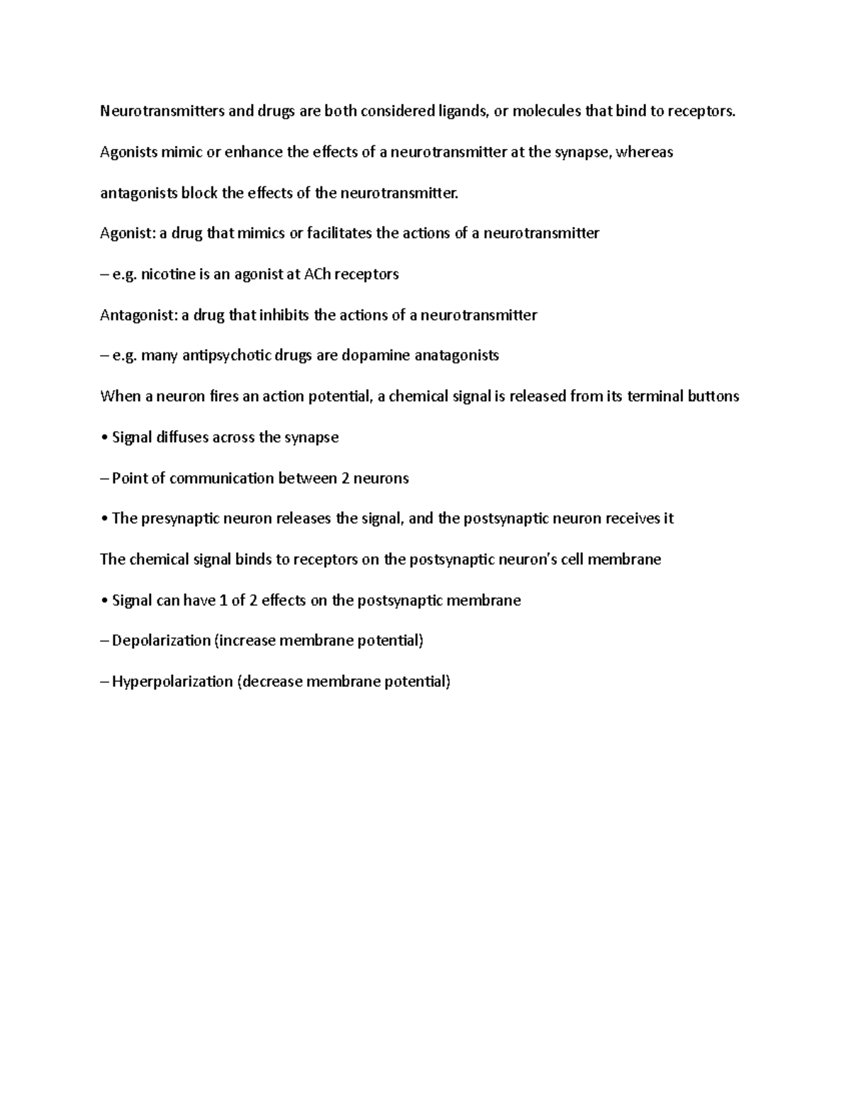 Pre vs. Postsynaptic Neurons - Neurotransmitters and drugs are both ...