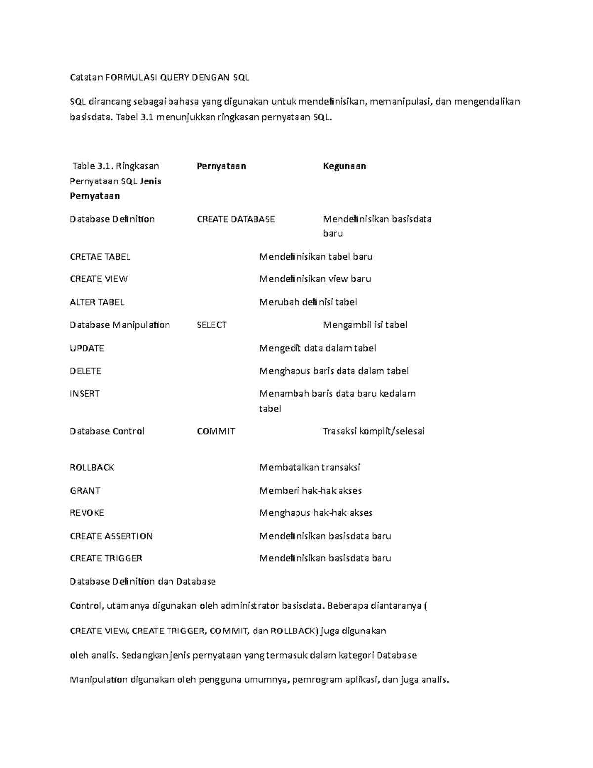 Catatan formulasi sql - Catatan FORMULASI QUERY DENGAN SQL SQL ...