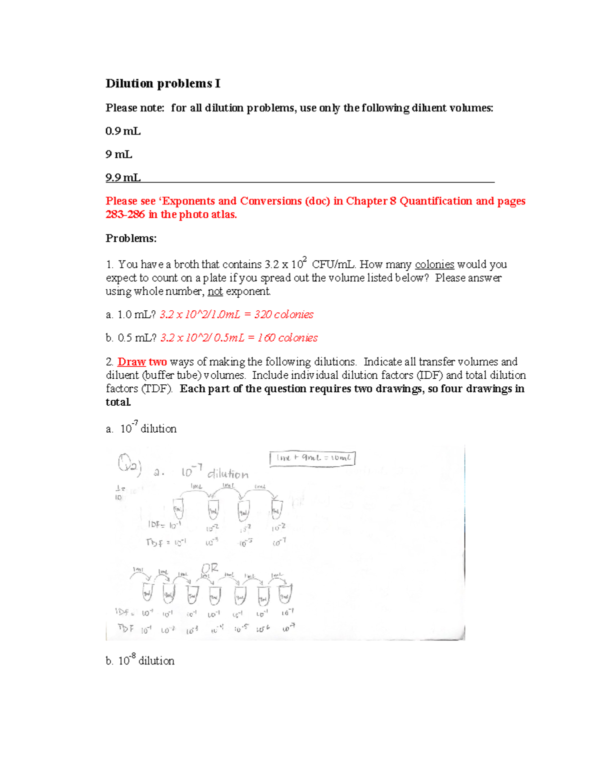 Dilution problems I 11162021 - Dilution problems I Please note: for all dilution problems, use ...