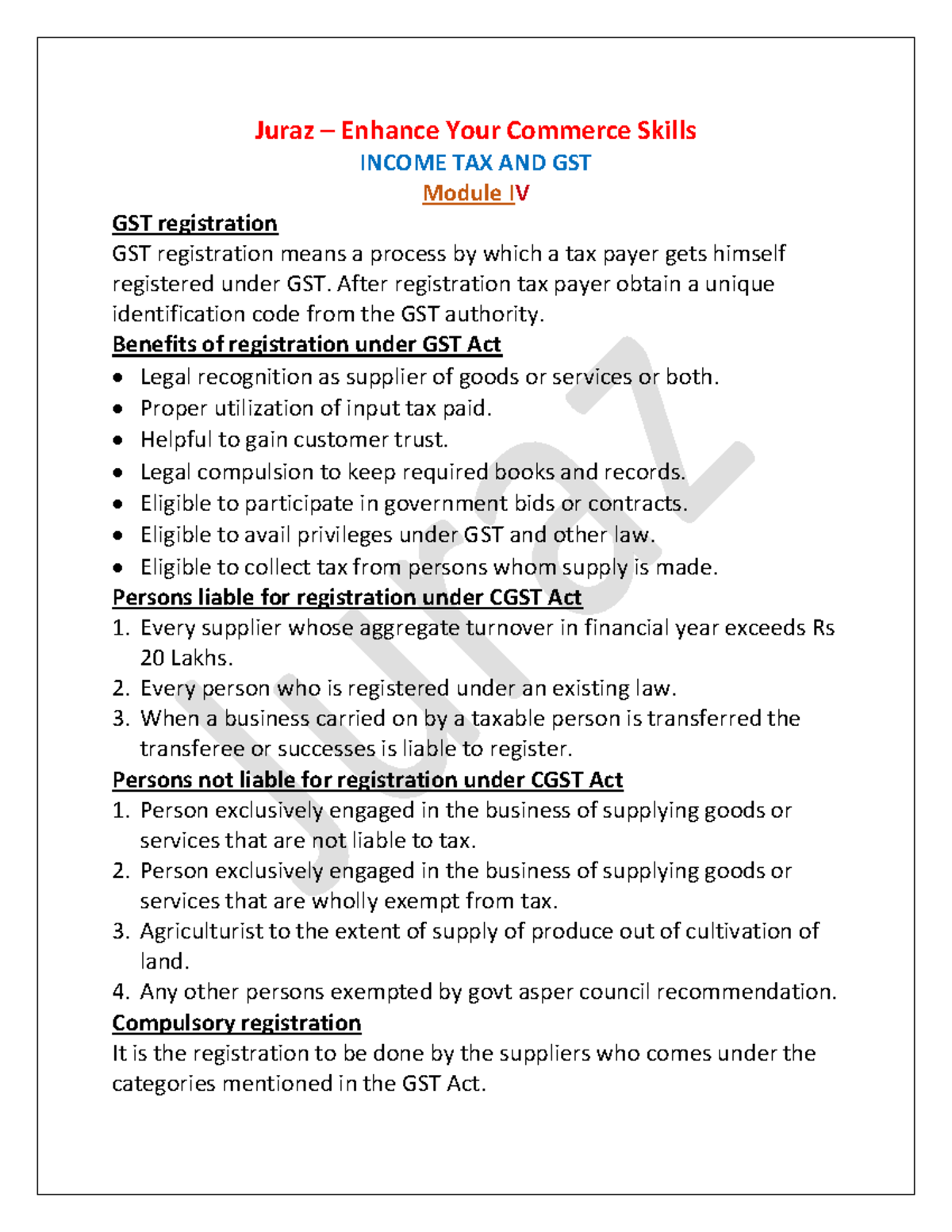 Income TAX AND GST. Juraz-Module 4 - Juraz – Enhance Your Commerce ...