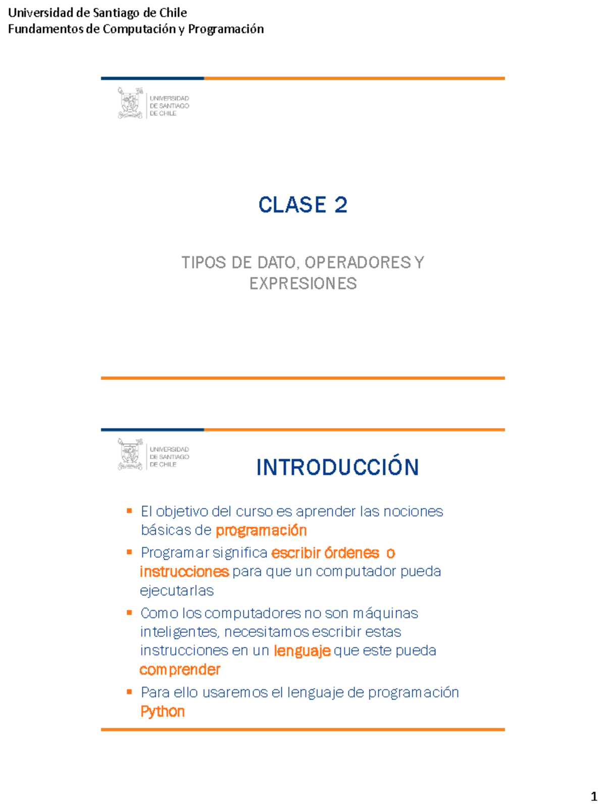 Clase 02 - Warning: TT: undefined function: 32 Fundamentos de Computación y Programación CLASE 2 ...
