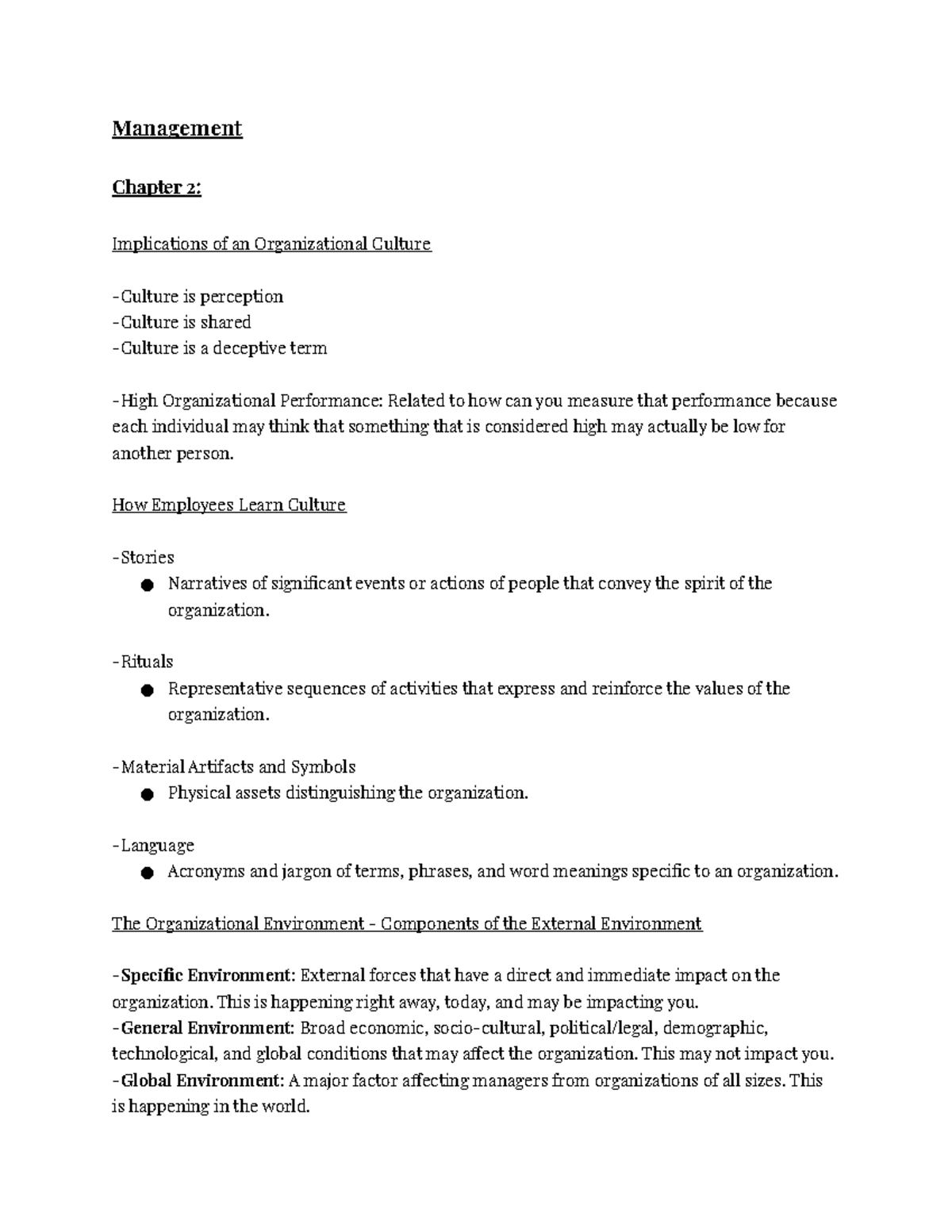 Management Chapter 2 and 4 - Management Chapter 2: Implications of an ...