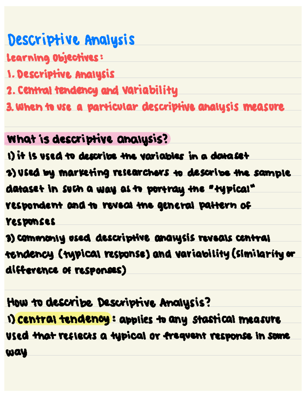 Descriptive analysis - Descriptive Analysis Learning Objectives ...