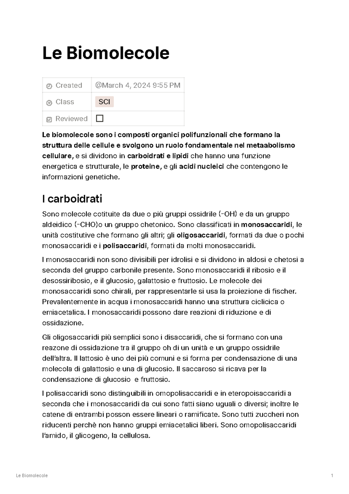 Le Biomolecole, - Le Biomolecole Created Class SCI Reviewed Le biomolecole sono i composti ...