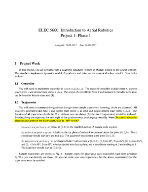 Introduction to Aerial Robotics Project 1 Phase 4 - This is an individual project, which means ...