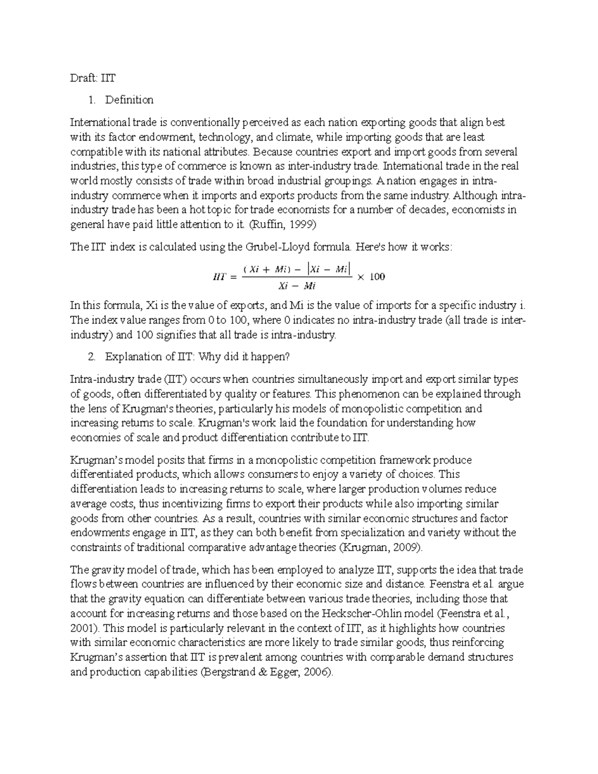 Draft - okde - Draft: IIT 1. Definition International trade is ...