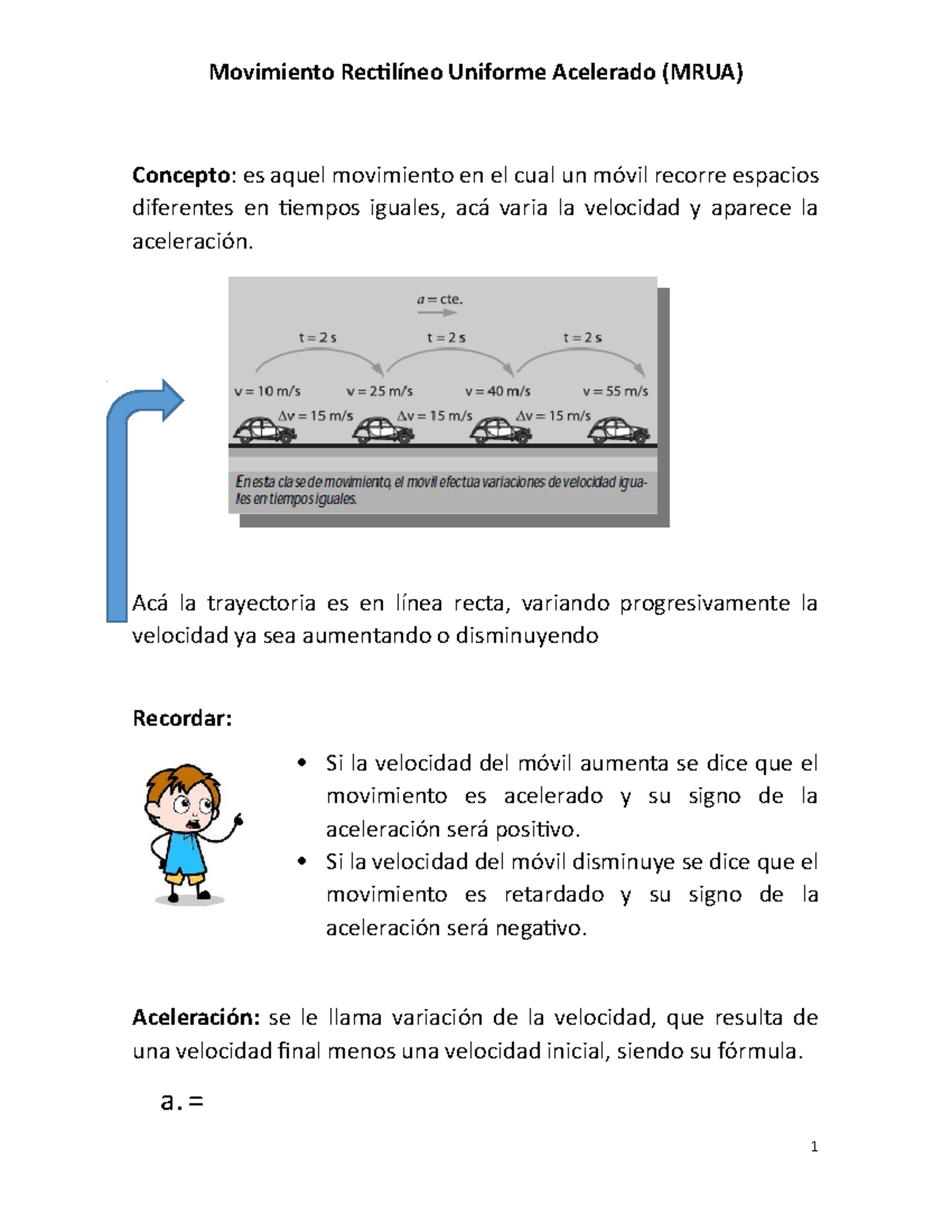 MRUA Caracteristicas - Movimiento Rectilíneo Uniforme Acelerado (MRUA ...