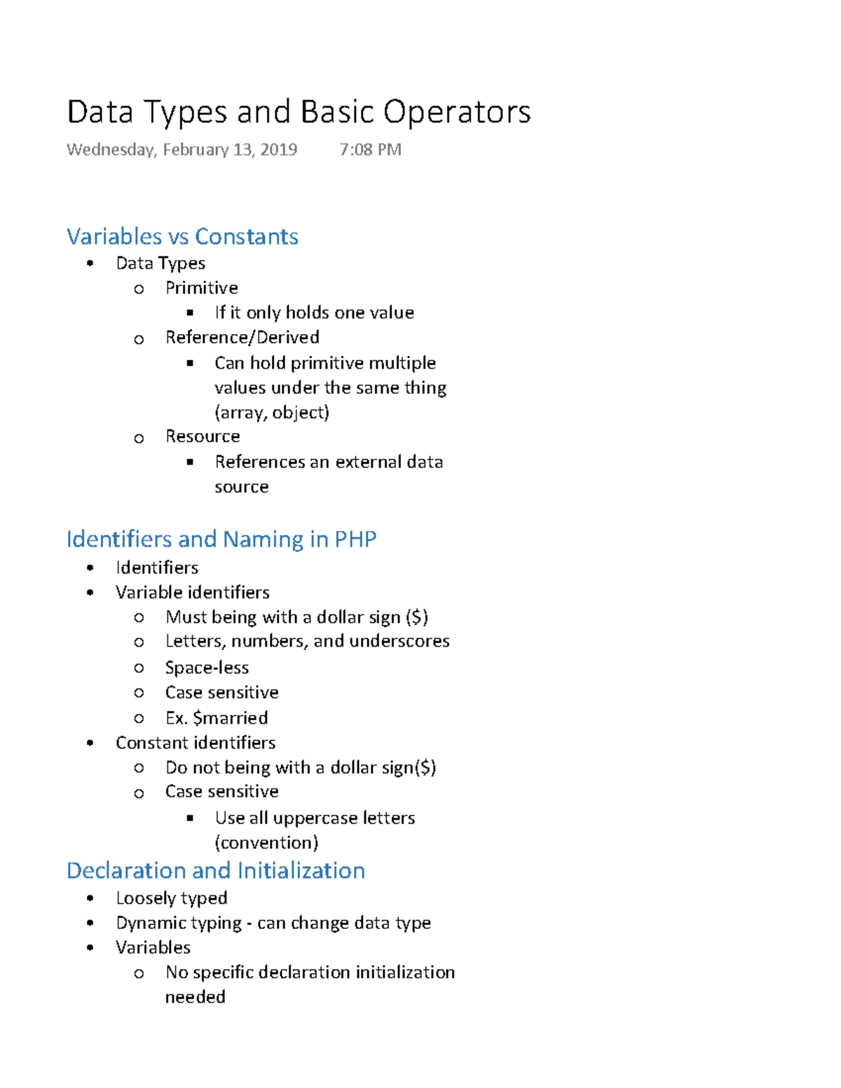 Data Types and Basic Operators - Variables vs Constants Data Types ...