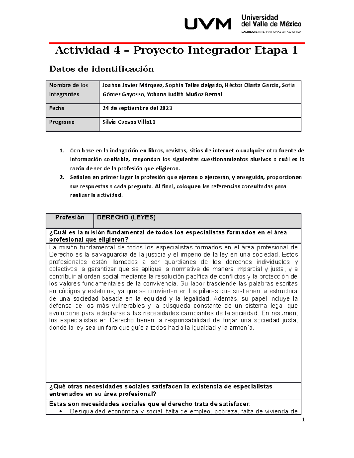 ACT4 SGG,JJMZ,YJMB,HGOG,SFTD - Actividad 4 – Proyecto Integrador Etapa 1 Datos de identificación ...