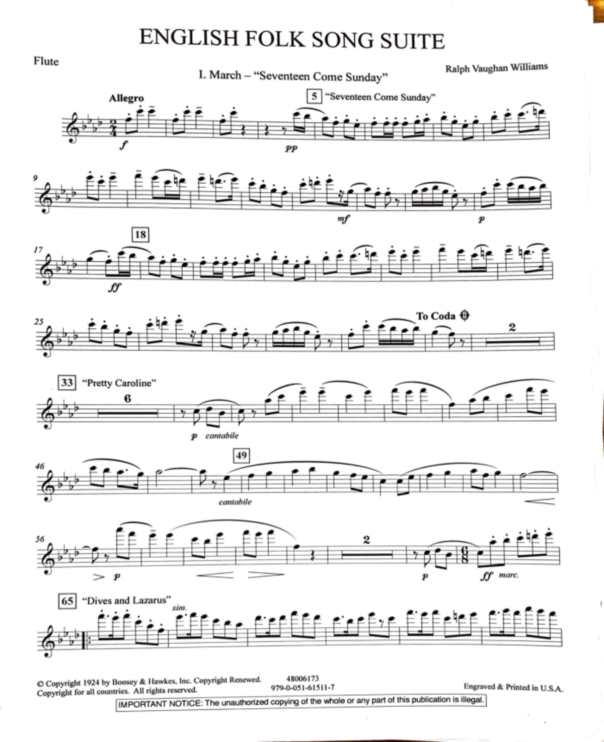 English folk song suite pt 1 - 1i ENGLISH FOLK SONG SUITE Flute I ...