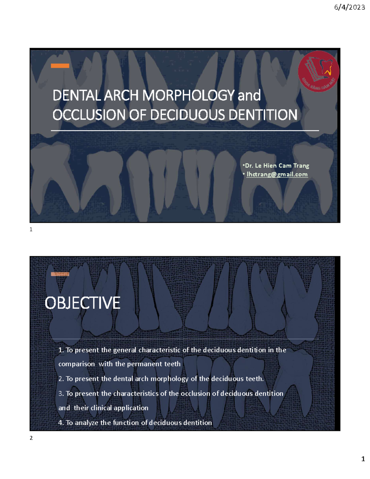 Occlusion of deciduous dentition - DENTAL ARCH MORPHOLOGY and OCCLUSION ...