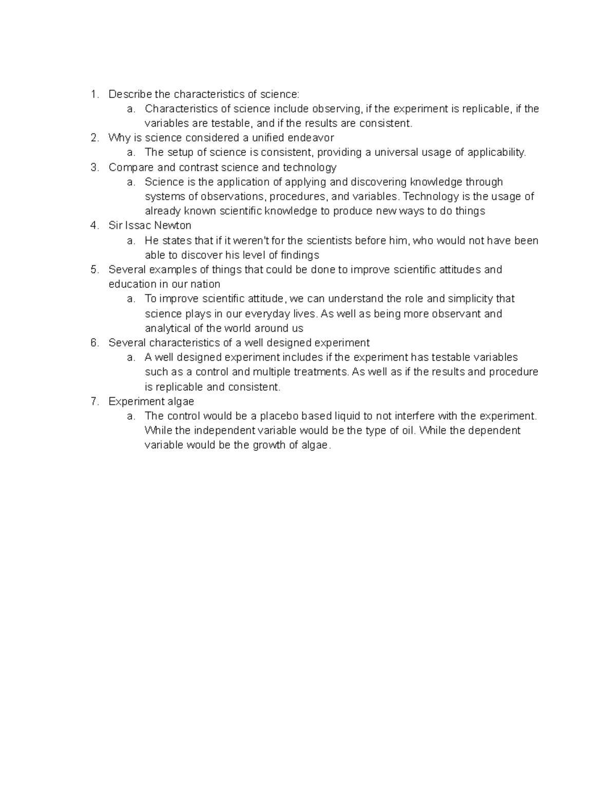 Lab notes - Describe the characteristics of science: a. Characteristics ...
