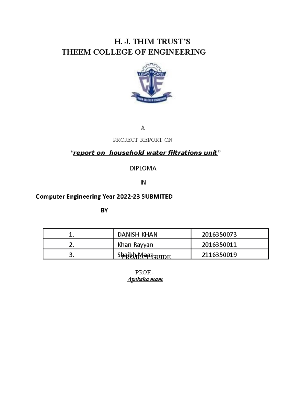 Osy Microproject Grp05 - Copy - H. J. THIM TRUST’S THEEM COLLEGE OF ...