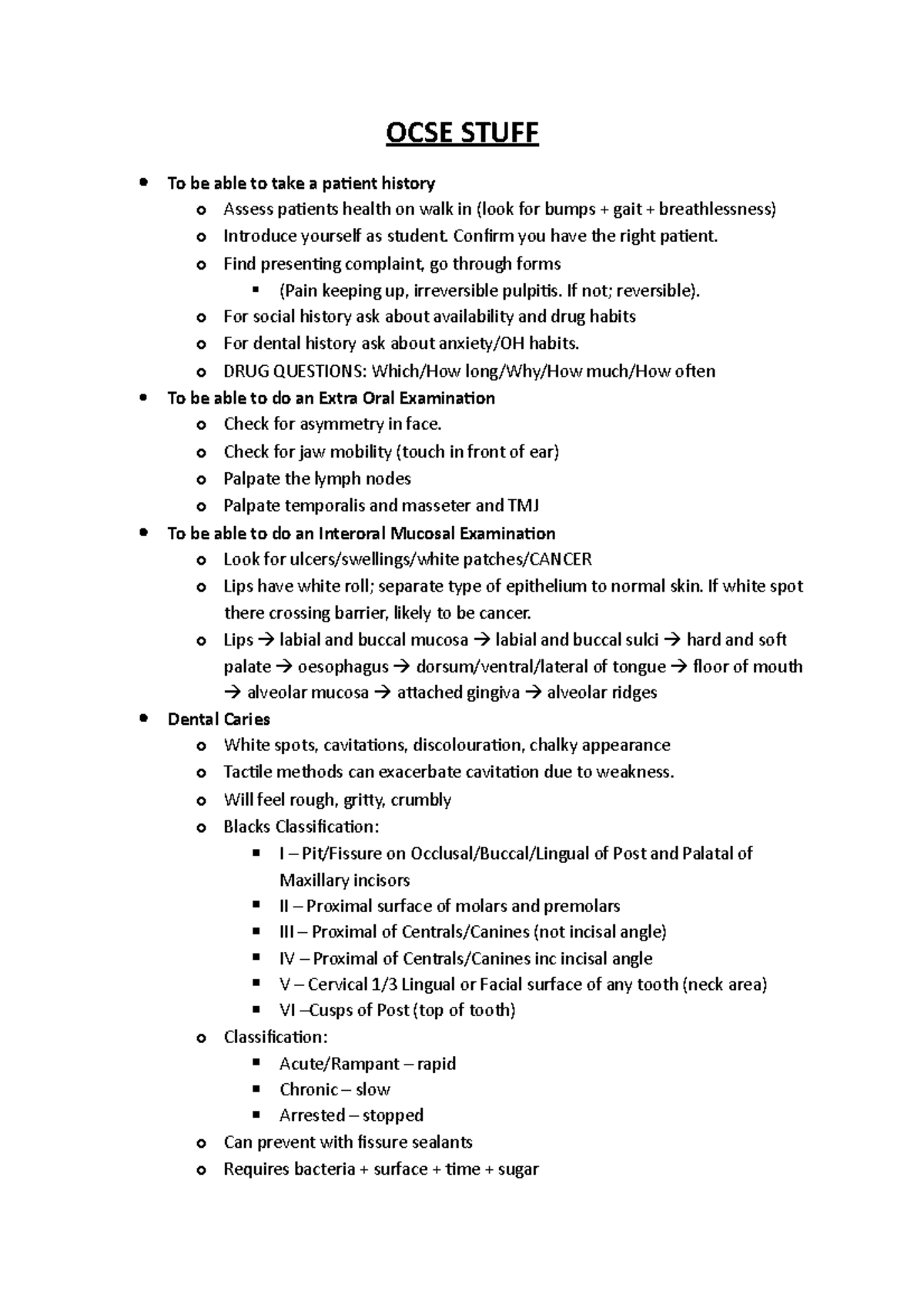 OSCE- Stuff - OCSE STUFF To be able to take a patient history o Assess ...