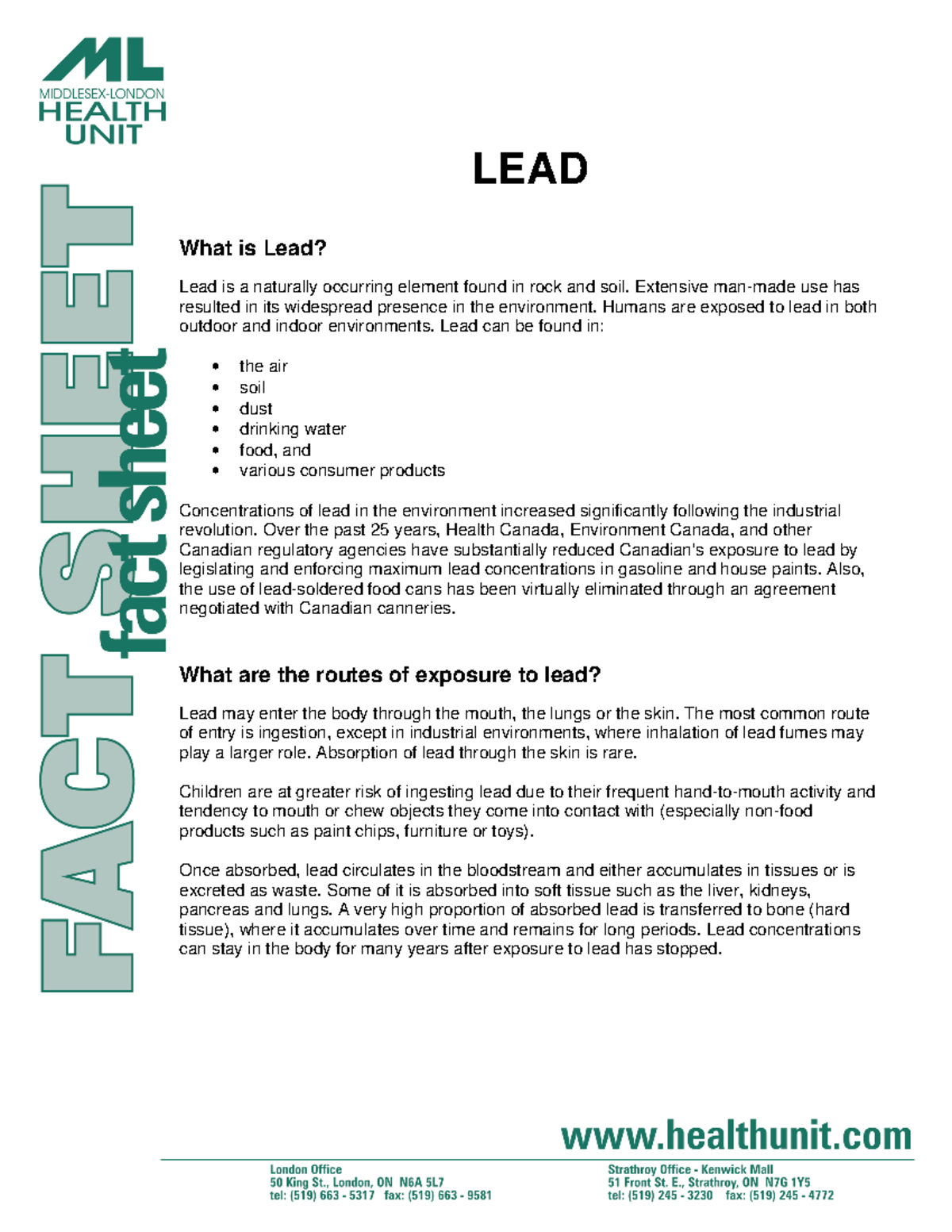 Lead-fact-sheet - assignment - LEAD What is Lead? Lead is a naturally ...