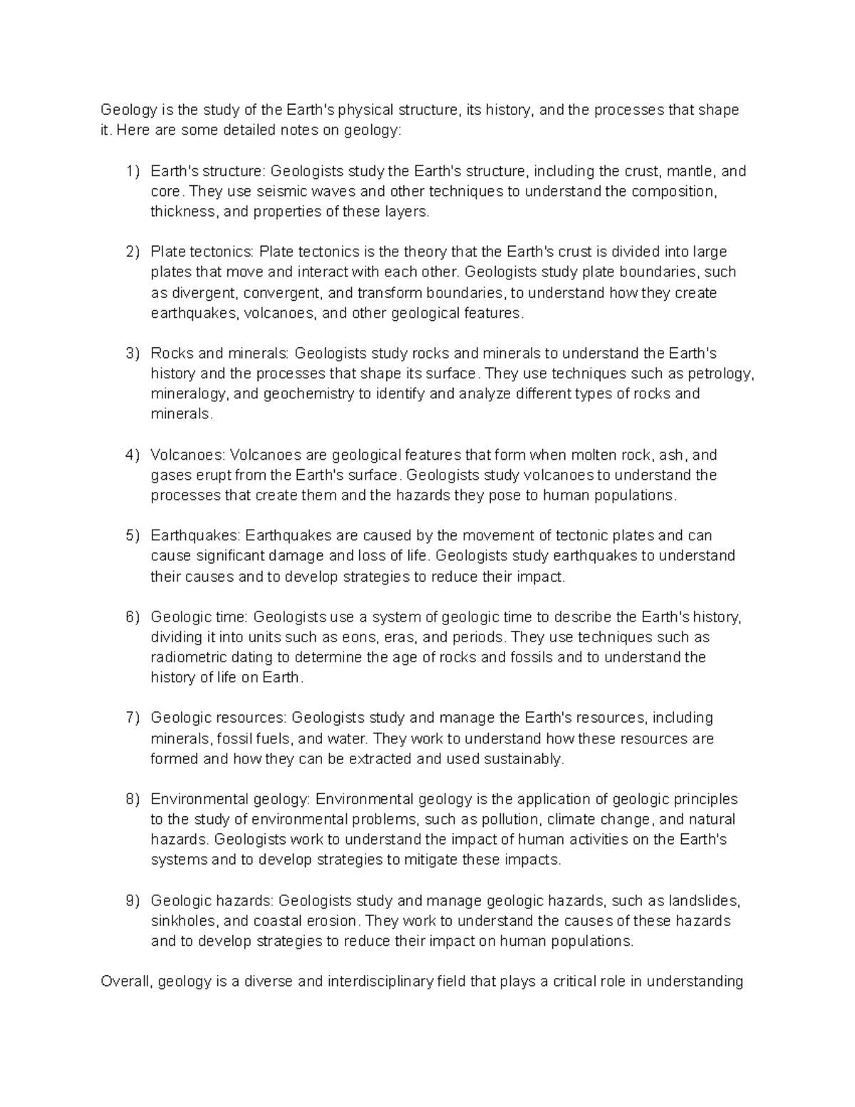 Geology: Environmental Science - Geology is the study of the Earth's ...