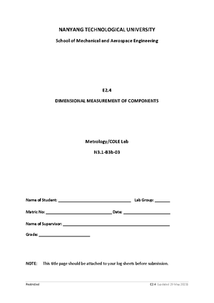 E2.3 Energy balance in compressor Lab Sheet - NANYANG TECHNOLOGICAL ...