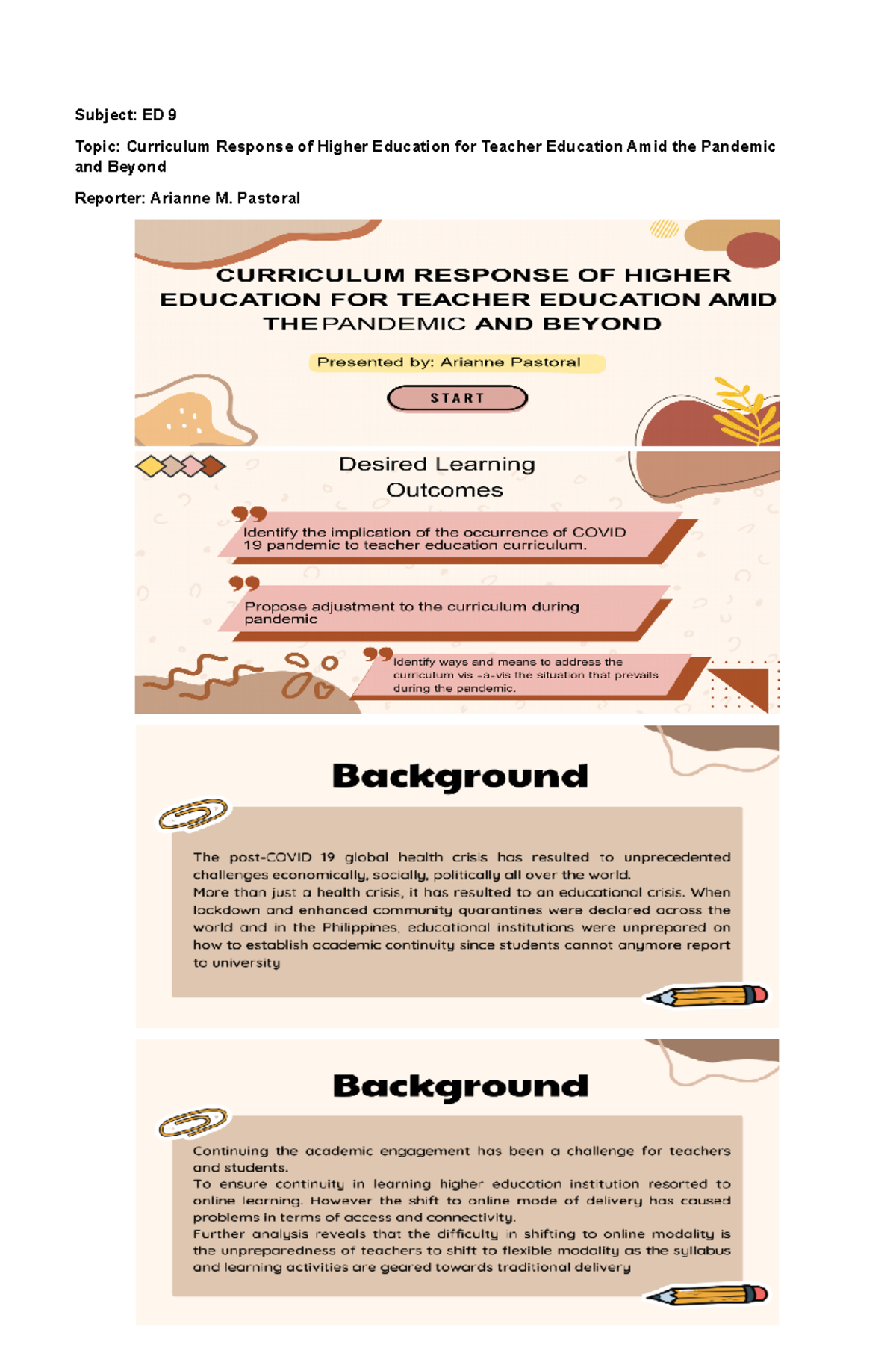 ED 9 - Report Printing - hahshahabshabdhabdhs - Subject: ED 9 Topic ...