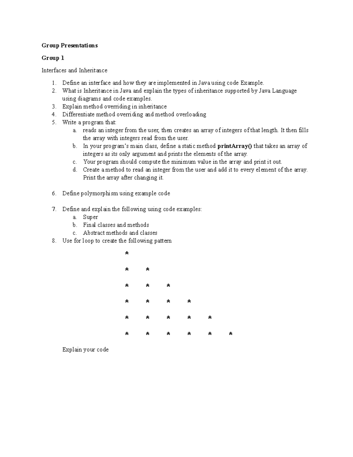 Group Presentations-1 - Group Presentations Group 1 Interfaces and ...