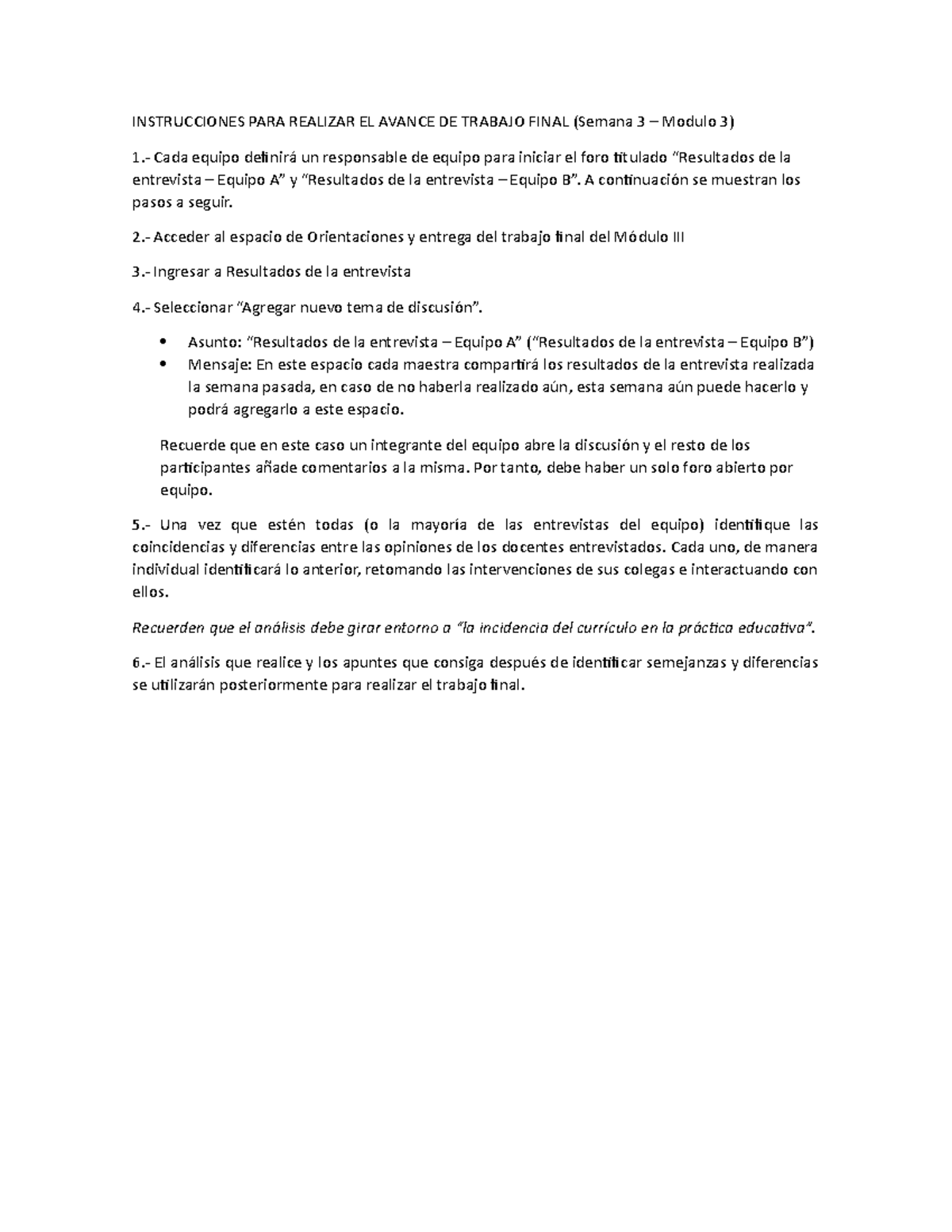 Instrucciones PARA Realizar EL Avance DE Trabajo Final - INSTRUCCIONES PARA REALIZAR EL AVANCE ...