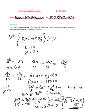 Quiz1 practice problems - CE 3305 - Note: These solutions are for set ...
