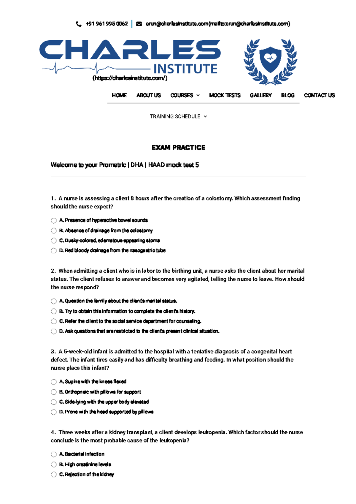 Prometric Sample Questions - Charles - EXAM PRACTICE Welcome to your ...