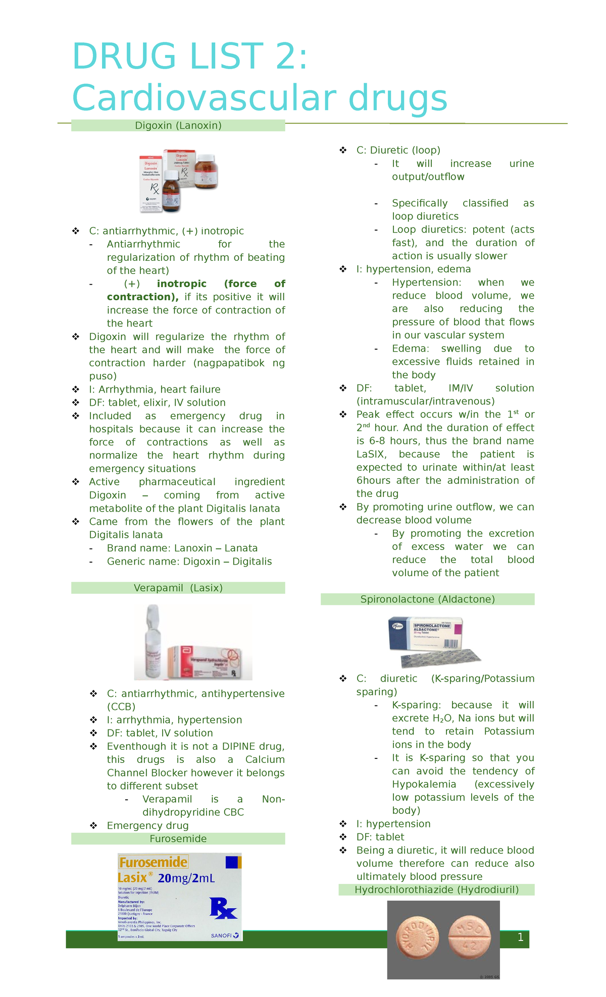 2 DRUG LIST 2 - Cardiovascular Drugs - DRUG LIST 2: Cardiovascular ...