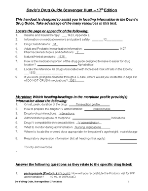 Scavenger Hunt 17th ed copy - Davis’s Drug Guide Scavenger Hunt – 17th ...