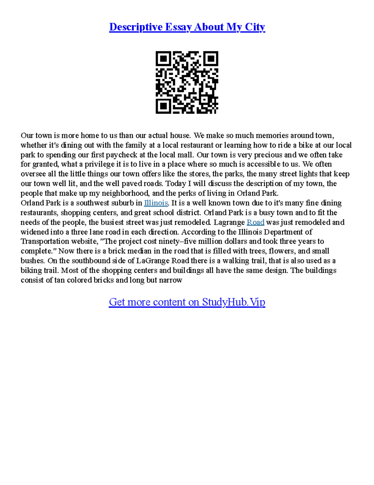 Essay Description - Descriptive Essay About My City Our town is more ...