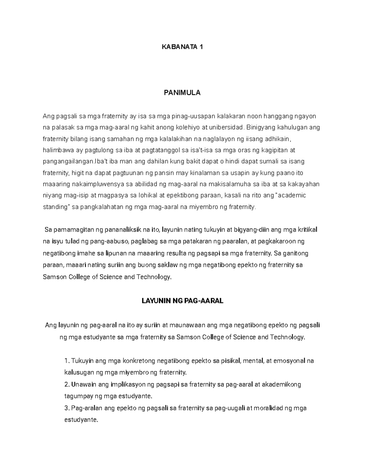 Kabanata 1 - (GE 5) - math - KABANATA 1 PANIMULA Ang pagsali sa mga ...