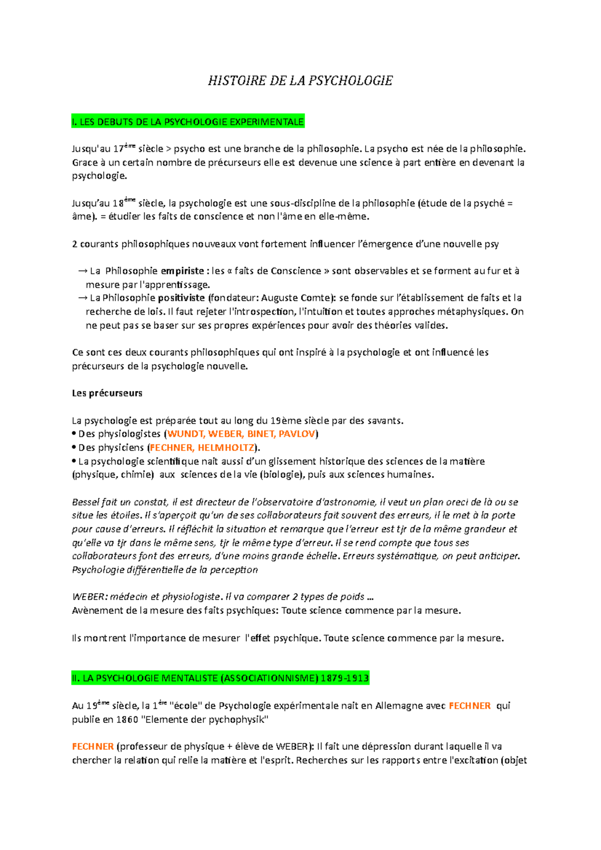 Chapitre 5 - Histoire de la psychologie - HISTOIRE DE LA PSYCHOLOGIE I ...