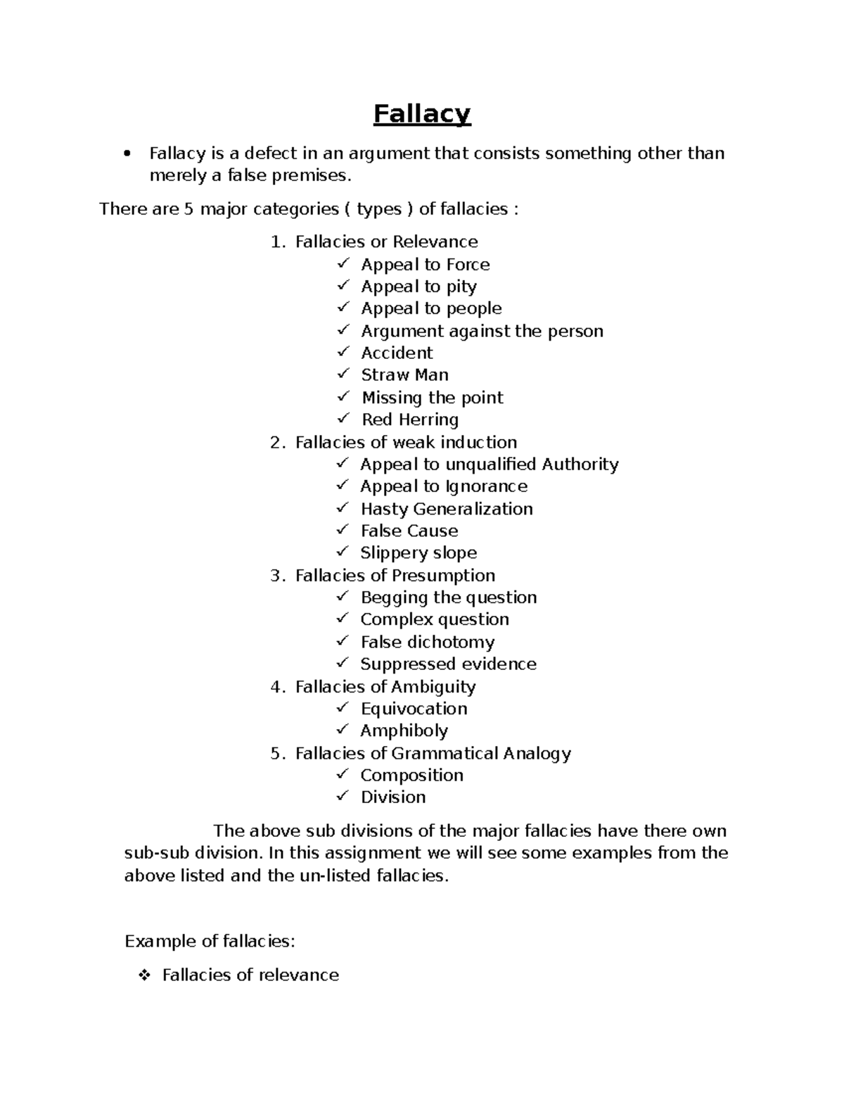 Fallacy - axzxsdac - Fallacy Fallacy is a defect in an argument that ...
