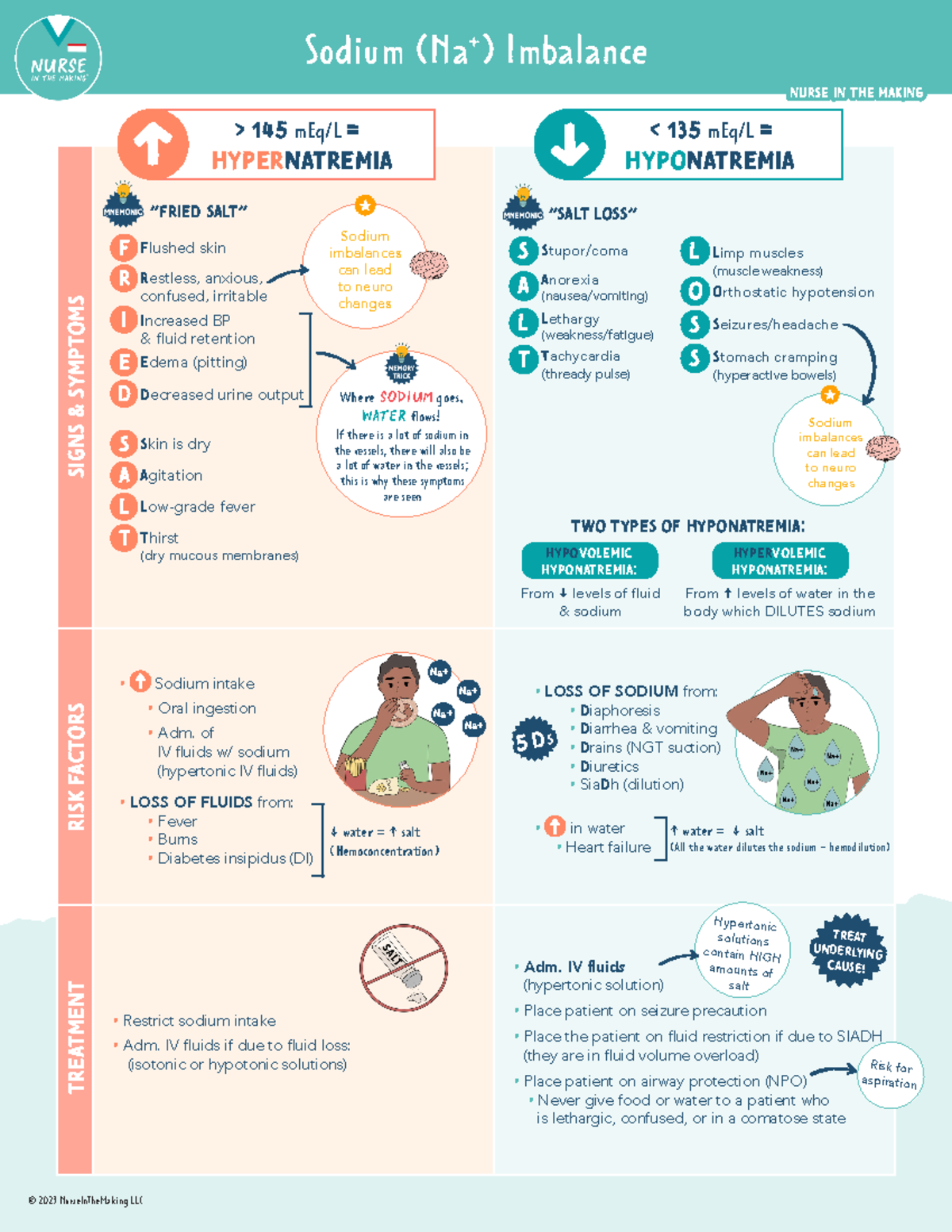 Electrol - notes - Sodium (Na + ) Imbalance SIGNS & SYMPTOMS RISK ...