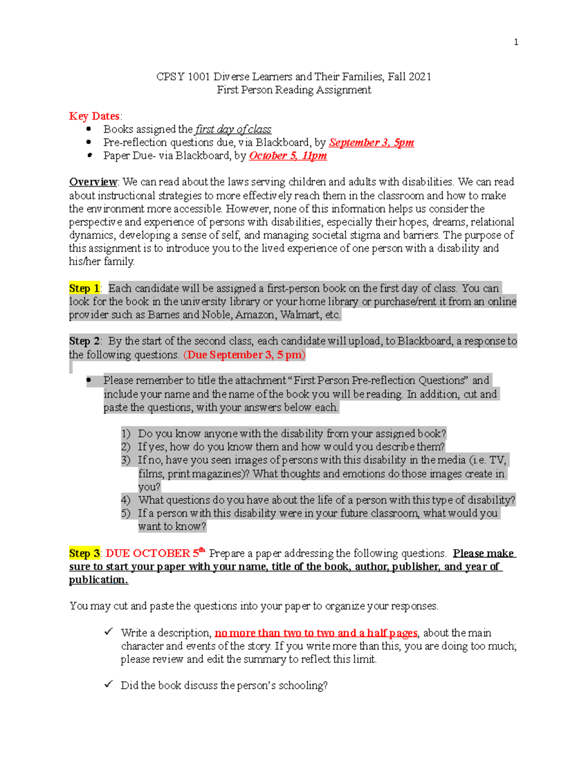 CPSY 1001 Diverse Learners and Their Families - We can read about ...