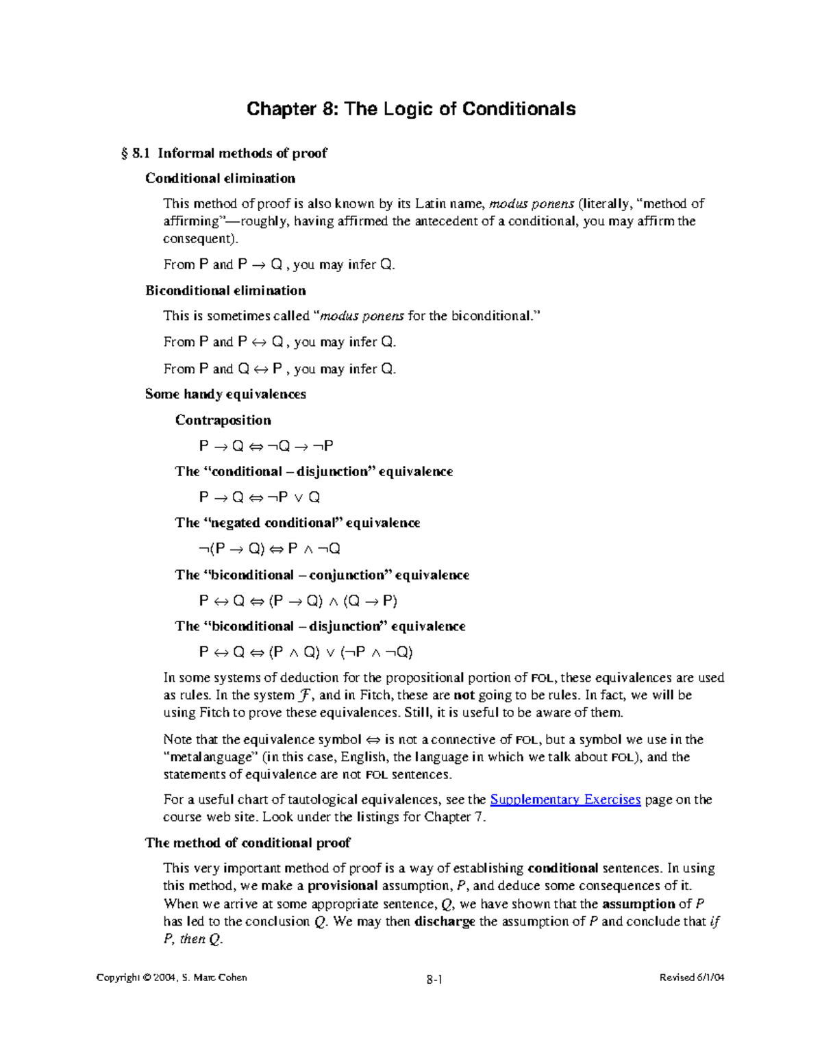 Chapter 8 - zzzzzzzzz - Chapter 8: The Logic of Conditionals § 8 ...