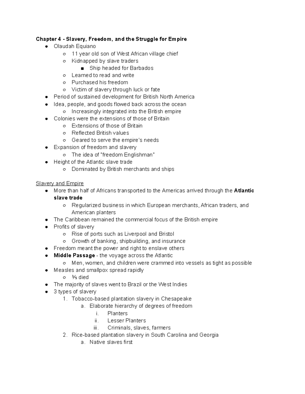 Apush 4 Notes - Chapter 4 - Slavery, Freedom, and the Struggle for ...