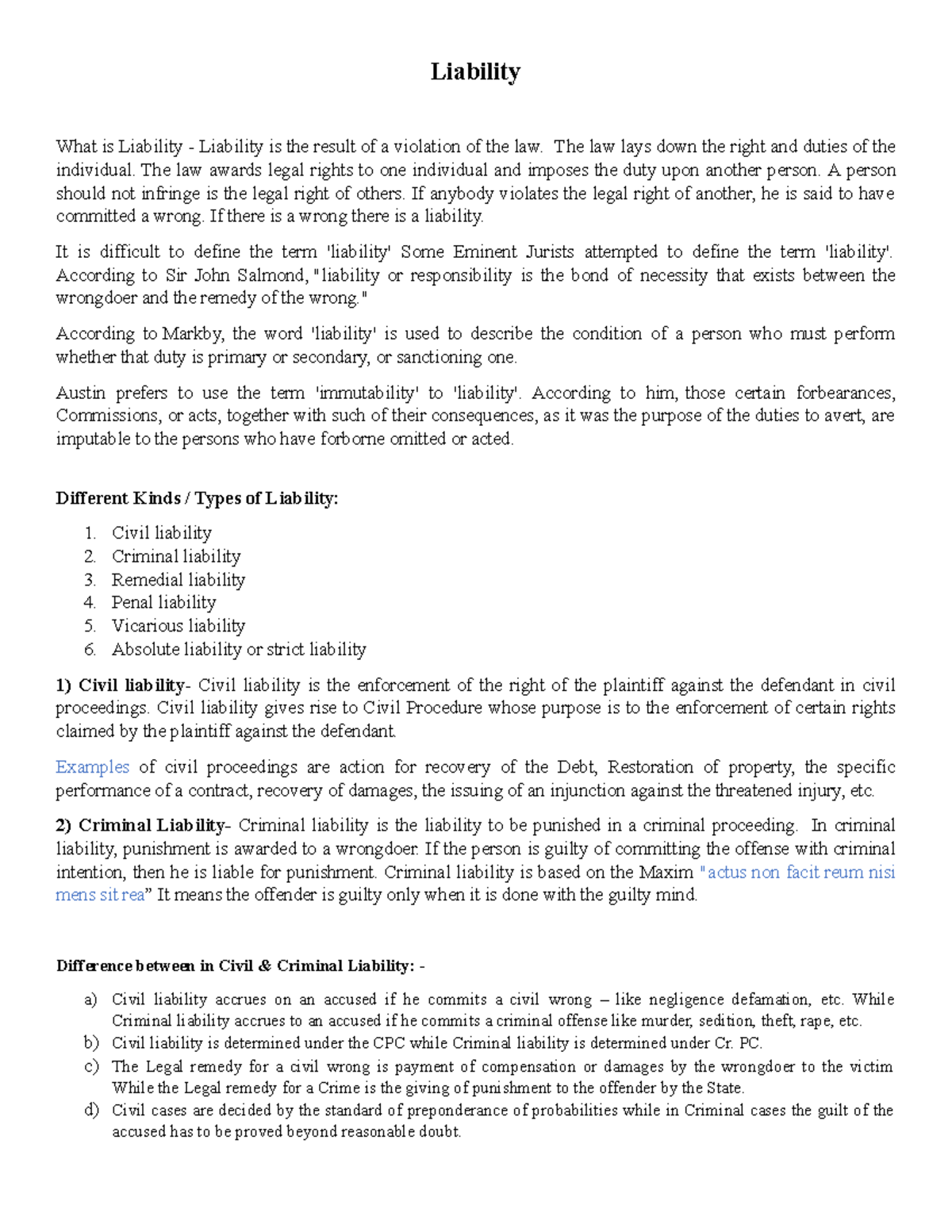 Liability - waesrth - Liability What is Liability - Liability is the ...