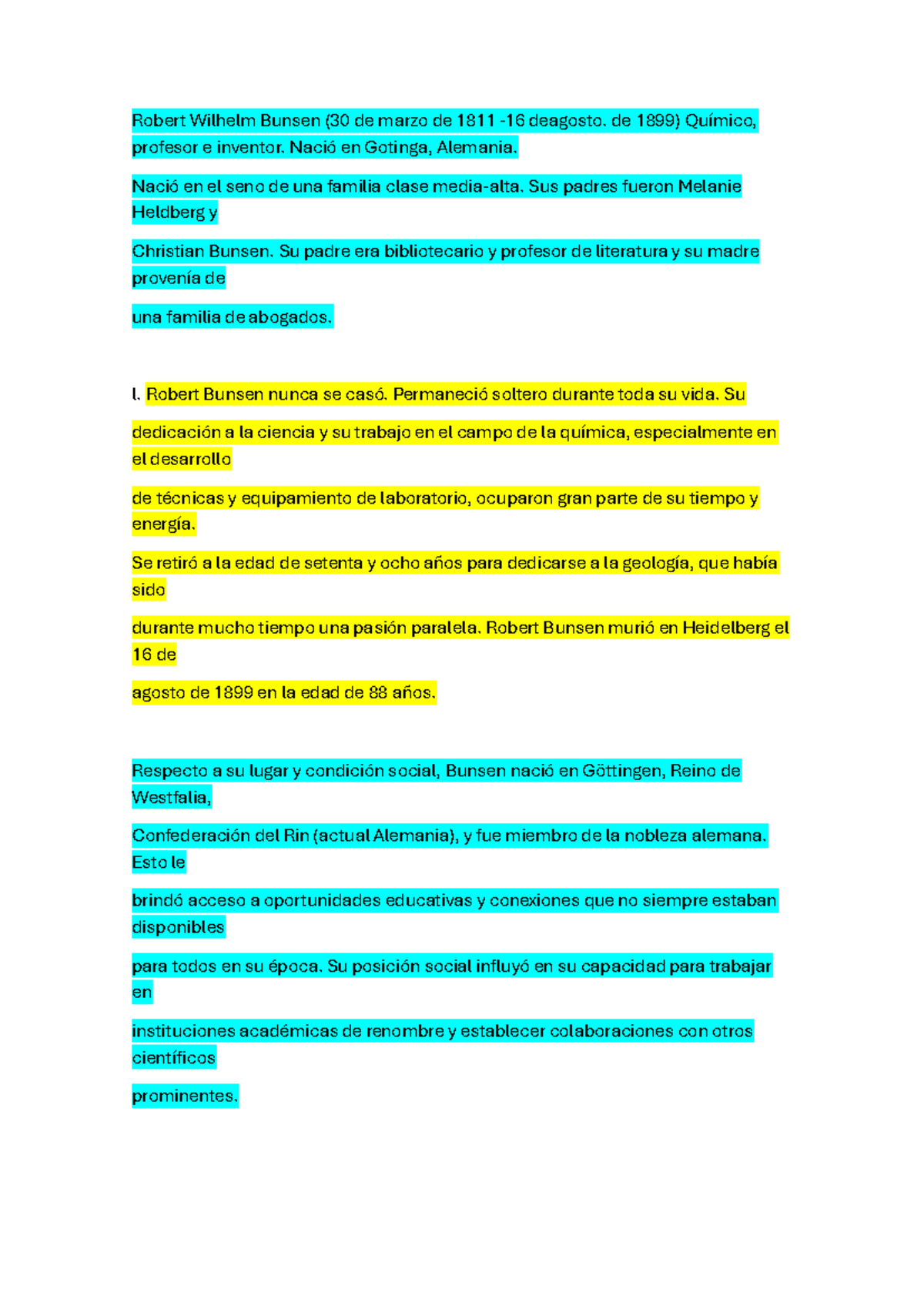Documento - Robert Wilhelm Bunsen (30 de marzo de 1811 - 16 deagosto ...